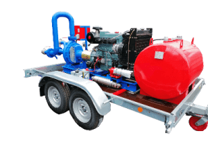 Towable pump unit for fire or industrial use